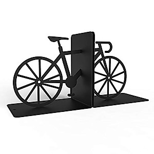 Bookends Bicycle, Bookends for Shelves, Book Ends for Office, Modern Bookends for Desk and Bookshelves, Metal bookends, Heavy Duty Metal Black Bookend Support, Creative Book Ends.