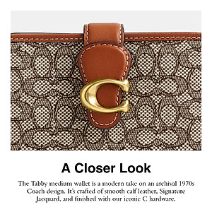 Coach Women's Mini Signature Jacquard Tabby Medium Wallet, B4/Cocoa Burnished Amb, One Size