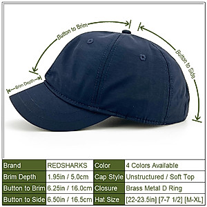 REDSHARKS mens Structured Short Bill Quick Dry Brim Trucker Baseball Dad Cap, Navy, X-Large