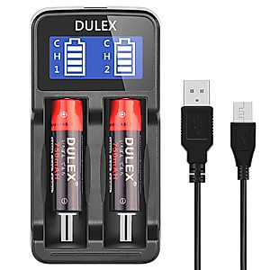 FARSAIL LCD Universal 18650 Battery Charger for 3.7V Li-ion Rechargeable Batteries 18650 18490 18350 17670 17500 16340(RCR123A) 14500 and Ni-MH Ni-CD Rechargeable AA AAA Batteries