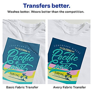 Avery Printable Heat Transfer Paper for Light Fabrics, 8.5" x 11", Inkjet Printer, 6 Iron On Transfers (3271)