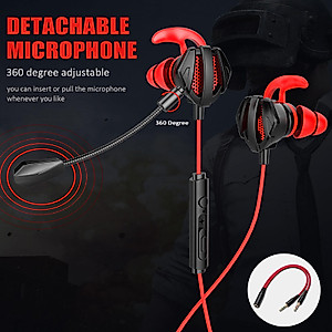 KAHEAUM Gaming Headset with Microphone Wired Gaming Earbuds PC for PS4 PS5 Xbox One PlayStation 5 Games Mobile Phone,Detachable Stereo Bass Earphones Noise Cancelling Gaming Headphones with Mic Black