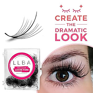 LLBA Promade Wispy Lash Extensions 9D 0.05, 100% Handmade Eyelashes Volume Fans, C Cc D Curls, 9-17 Mm Length, Long-Lasting, Easy Application (C 12 mm)