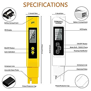 PH Meter, TDS PPM Meter, 3 in 1 Soil PH Tester [Upgraded Version] Moisture Meter Combo, PH/EC Tester Digital Kit for Home Water, Hydroponics, Plants Garden Soil and Aquarium Use
