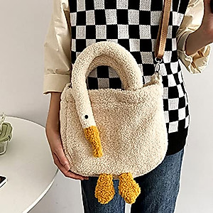 CALLARON Cute Plush Goose Bag Funny Novelty Goose Purse Plush Shoulder Bag Large Tote Handbag Purse Faux Fur Shopping Dating Bag
