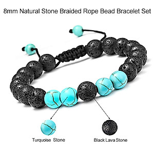 M MOOHAM Lava Rock Bracelet - Lava Rock Bead Blue Turquoise Bracelet, Men Beaded Bracelets Gifts for Men