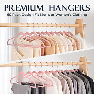 HOUSE DAY Velvet Hangers 30 Pack, Premium Clothes Hangers Non-Slip Felt Hangers, Sturdy Pink Hangers Heavy Duty Coat Hangers, Durable Suit Hangers, Space Saving 360 Rotating Rose Gold Hook