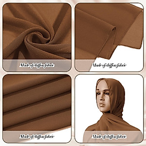 Newcotte 4 Pcs Soft Chiffon Scarves Shawl Solid Color Long Scarf Chiffon Hijab for Women Hair Head Wraps for Evening Dresses, 70 x 28 Inches (Bright Color)