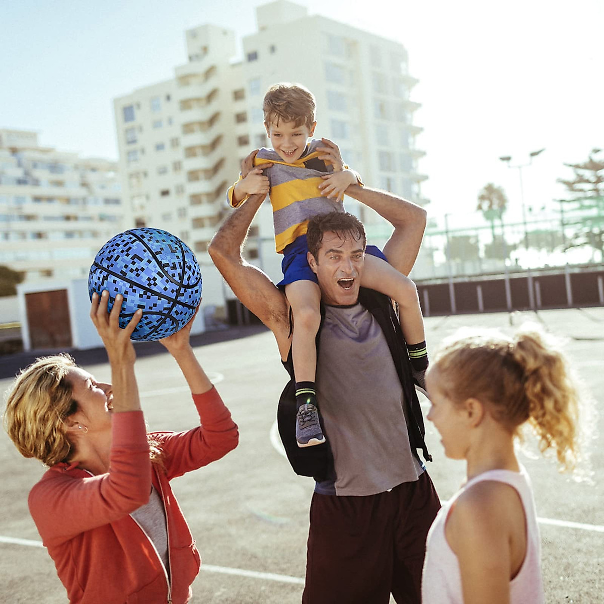 PECOGO Official Rubber Basketball 27.5" 29.5" Outdoor Indoor Mens Basketball Ball Size 5 Size 7 for Kids Youth Teen Boys and Girls Gift Ideas(Without Pump)