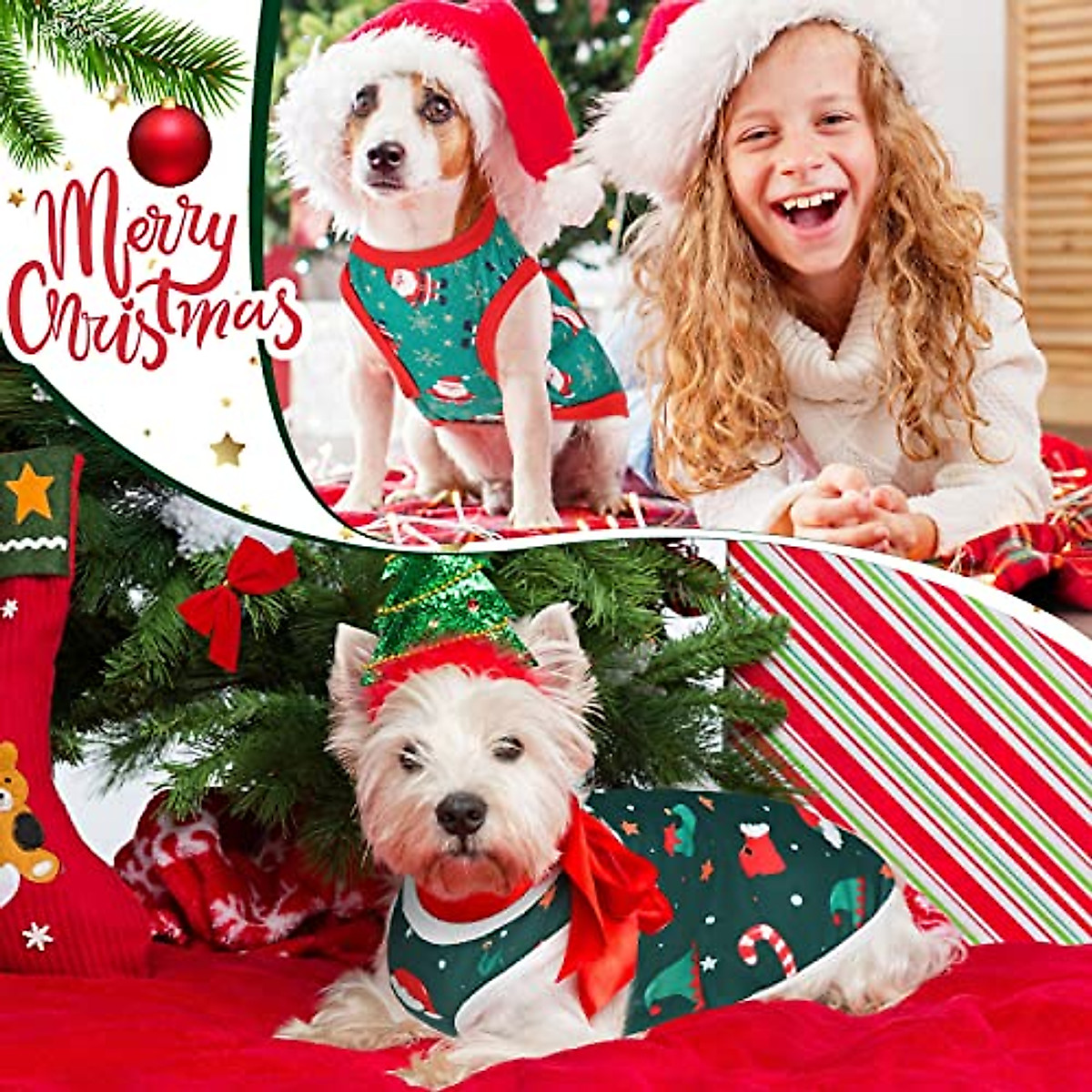 12 Pieces Christmas Dog Shirt Bulk Dog Christmas Outfit Christmas Dog Clothes Puppy Christmas Shirt for Small Dogs Christmas Home and Party Dog Supplies (Large)