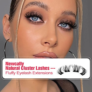 Cluster Lashes Natural Look Wispy Cat Eye Lashes Extensions Fluffy False Eyelashes Individual Lashes Strips DIY Lashes Pack Natural Lashes Clusters 8 Pairs by Newcally
