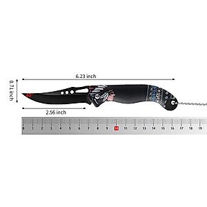 SELUCREH Mini Folding Knife for EDC,Stainless Steel Blade with Indiana Totem, Pocket Clip for Men or Women. (Black)