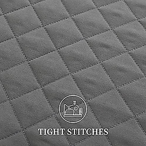 HOMBYS 3 Piece Oversized King Quilt Set Bedspread 128x120 Reversible Lightweight Coverlet Summer Comforter Set (Super King Plus (128x120), Grey)