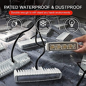 EXZEIT Waterproof Led Boat Lights, 2 pc 72W Deck/Dock Marine Lights 4000LMS 120°Flood Light, 6.3inch, 12/24 V Led Light Bar