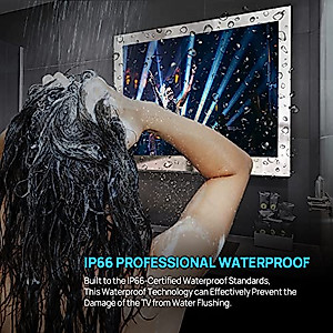 【H2 Chip Android 11.0 System & 500 cd/㎡ High-Brightness 2023 Model】Haocrown 21.5-Inch Touchscreen Bathroom TV IP66 Waterproof Smart Mirror TV 1080P LED TV Built-in ATSC Tuner Wi-Fi Bluetooth(8GB+64GB)
