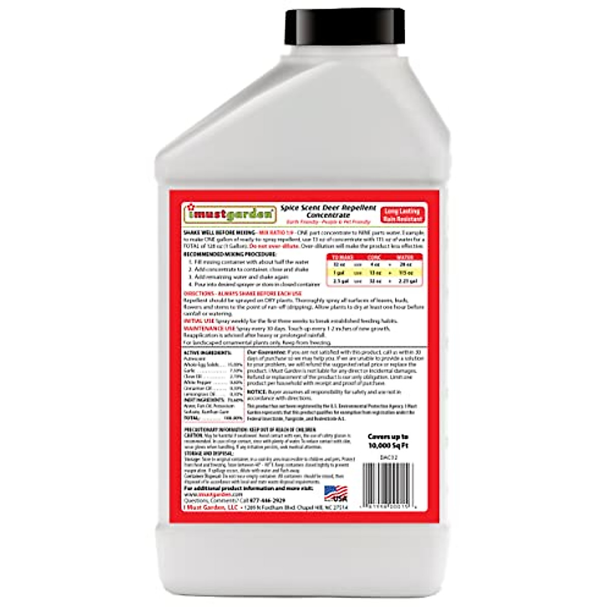 I Must Garden Deer Repellent Concentrate [2 Pack: Mint Scent + Spice Scent] - Natural Deer Spray for Gardens & Plants – Two 32oz Bottles