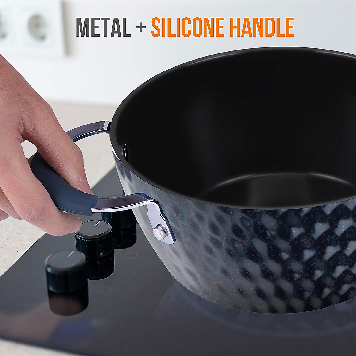 NutriChef Durable Non-Stick Dutch Oven Pot - High-Qualified Kitchen Cookware with See-Through Tempered Glass Lids, 3.6 Quarts, Works with Model: NCCW11DS), One size, Blue - NutriChef PRTNCCW11DSDOP