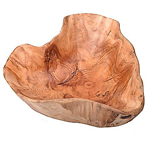 Wood bowl(12"-14"),Handmade Natural Root Carving Bowl Fruit Salad Bowl Creative Wooden Bowl