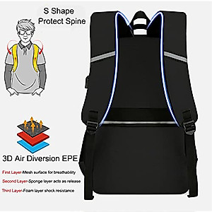 AQZPTV Insulated Cooler Lunch Backpack Leakproof Lightweight Soft Anti-theft USB Port Headphone Plug School Travel Work Bag for Men Women (Black)