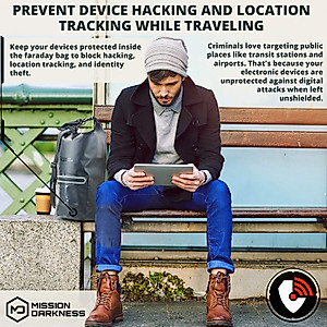 Mission Darkness Dry Shield Faraday Tote 15L // Waterproof Dry Bag for Electronic Device Security & Transport // Signal Blocking, Anti-Tracking, EMP & CME Shield, Data Privacy for Mobile Devices