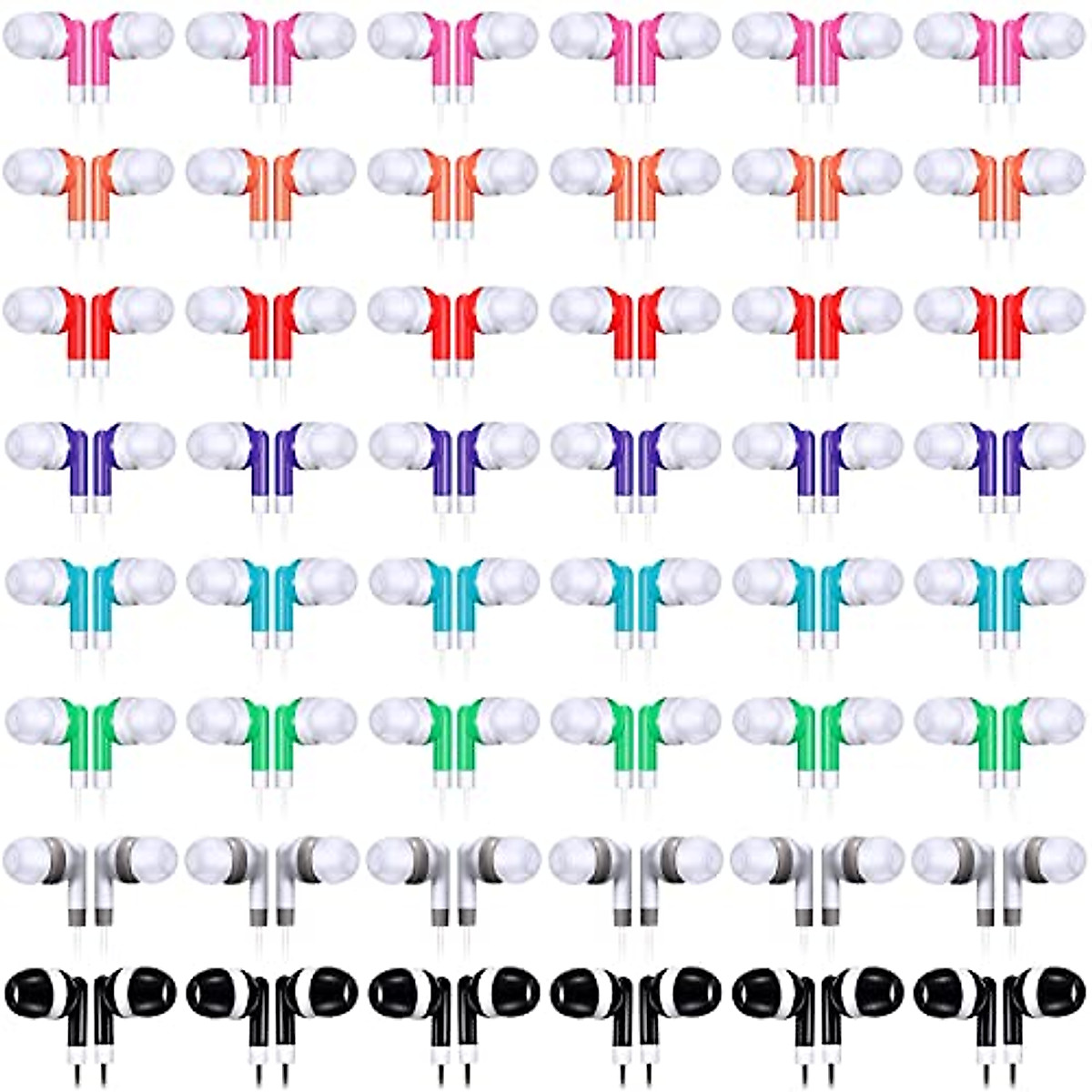 Konohan 160 Packs Bulk Earbuds with Wire Kids Earphones Classroom Headphones for Students Headphones Individually Bagged, 8 Colors Ear Buds Earphones Bulk Headphones for Classroom School Library