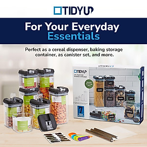 Airtight Food Storage Containers Set with Lids - 7 PCS Home and Kitchen Pantry Organization and Storage - Plastic Canisters for Dry Food, Sugar and Flour - BPA Free Storage bins with Labels, Marker and Ziploc Bags