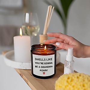 PUHEI Pregnancy Announcement Candle, Promoted Grandma Candle Gifts for Grandma, Grandam Gifts to Be, Grandma Again Announcement Gifts, Baby Announcement Candle Soy Scented Jar Candles（Vanilla Smell）