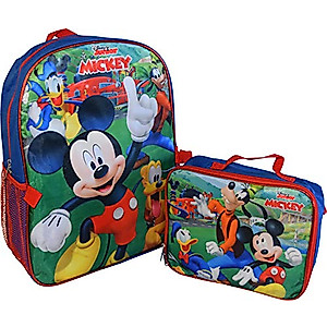 Mickey Mouse 16" Backpack W/Detachable Lunch Box