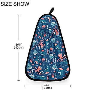 visesunny Shark Octopus Cartoon Animal Hand Towel for Kitchen Bathroom Decor Soft Absorbent Cotton Dish Towel with Hanging Loop Botton Cleaning and Drying Washcloth
