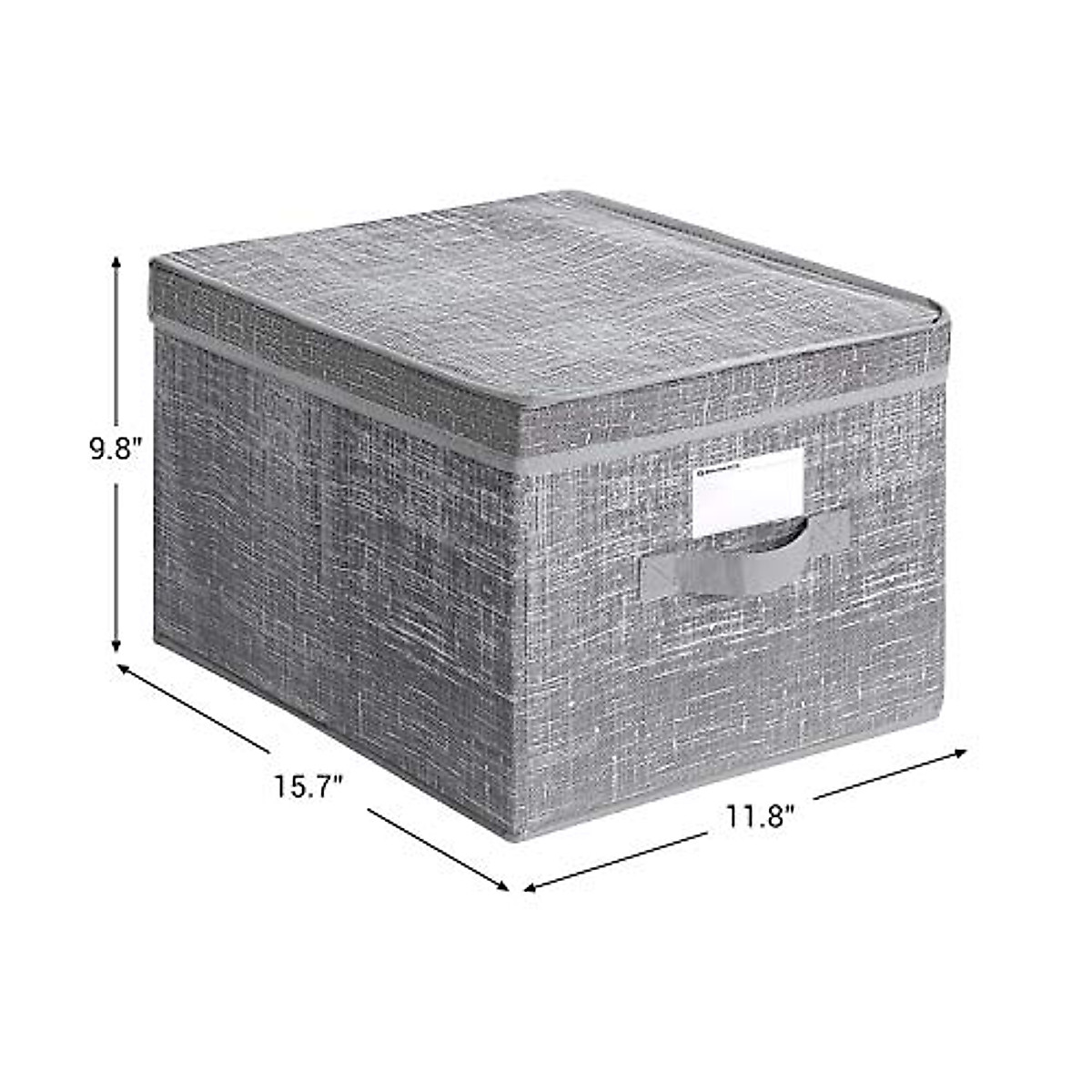 SONGMICS Set of 3 Fabric Storage Bins with Lids, Foldable Storage Boxes with Lids, Fabric Cubes with Label Holders, Storage Bins Organizer, 11.8 x 15.7 x 9.8 Inches, Heather Gray URYLB40LG