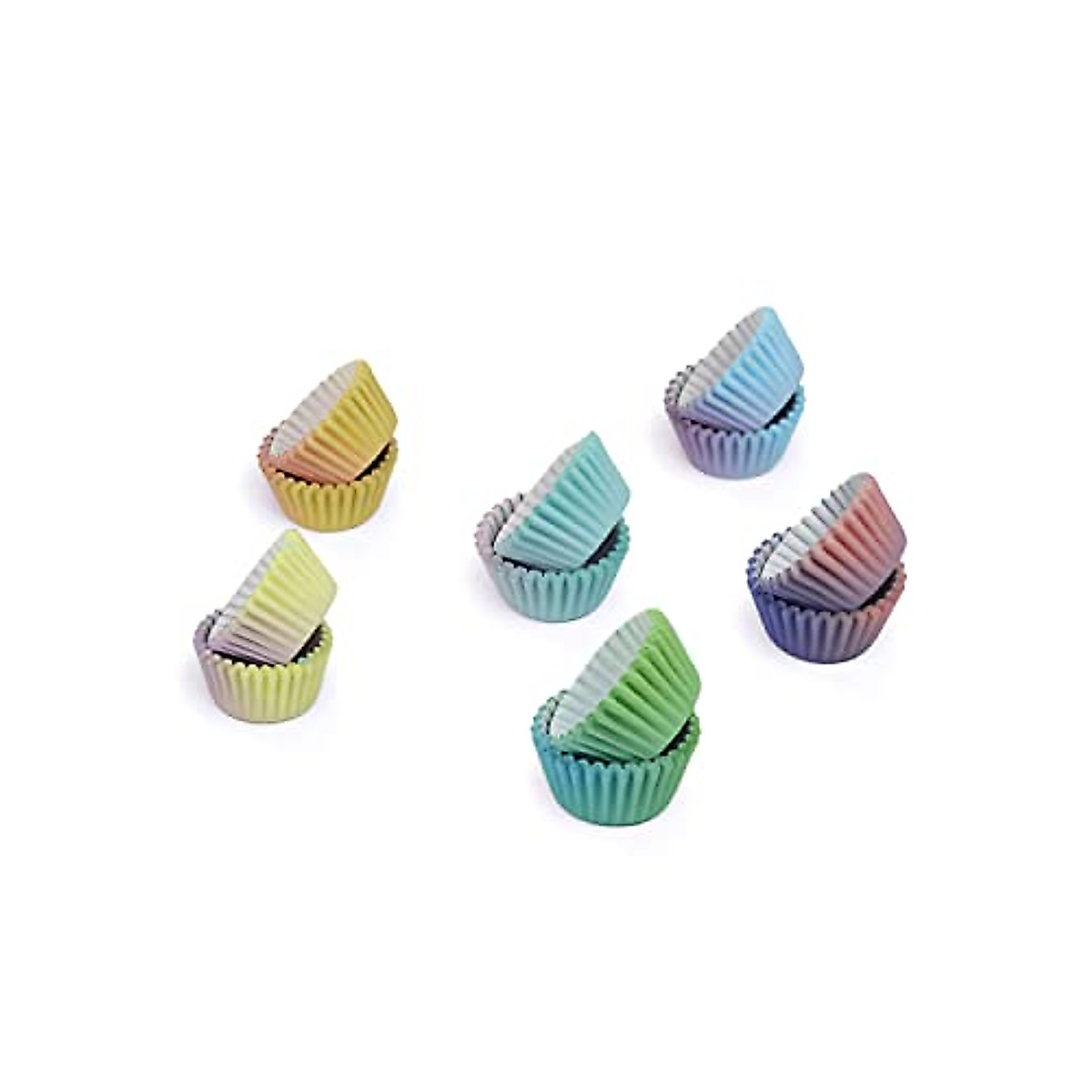 Mini Cupcake Liners Cupcake Cups 300-Count Food Grade Green Orange Gradient Design Cupcake Papers Baking Cups Cupcake Wrappers(Small Size) qiqee