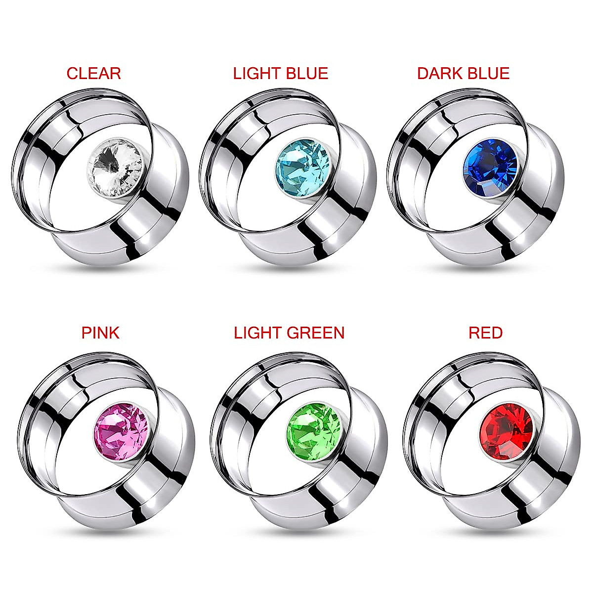 PiercingPoint 1 Piece of 00 Gauge - 10mm Blue Sapphire Bezel Set Crystal Stone on Sugical Steel Internally Threaded Ear Gauge Flesh Tunnel