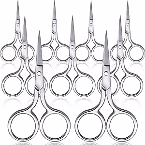 12 Pieces Nose Hair Scissor Small Scissor Facial Hair Scissors Stainless Steel Straight Tip Scissors Eyebrows Grooming Trimming Scissors Multi Purpose Beauty Scissors for Mustache Beard Nose