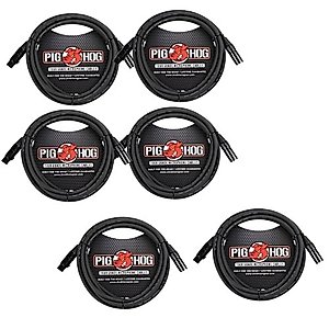Pig Hog XLR 25 Foot 6 Pack Tour Grade Microphone Cables