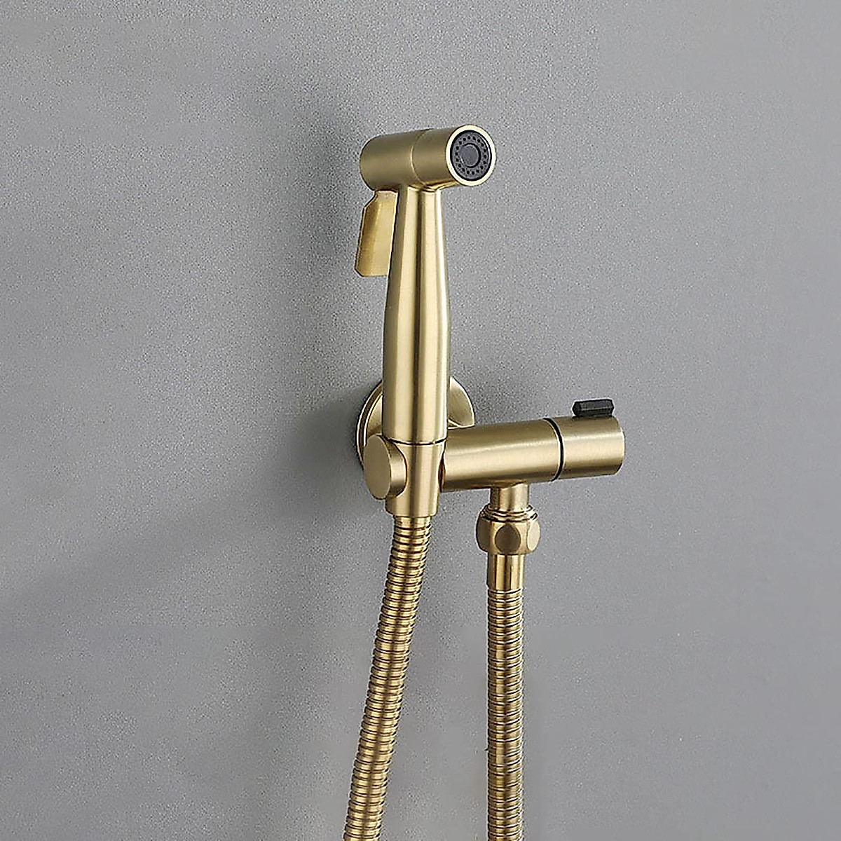 Handheld Bidet Sprayer for Toilet Brushed Gold Brass Bathroom Cloth Diaper Sprayer Set with Single Cold Water, Wall Mounted Toilet Bidet Sprayer Kit for Feminine Hygiene