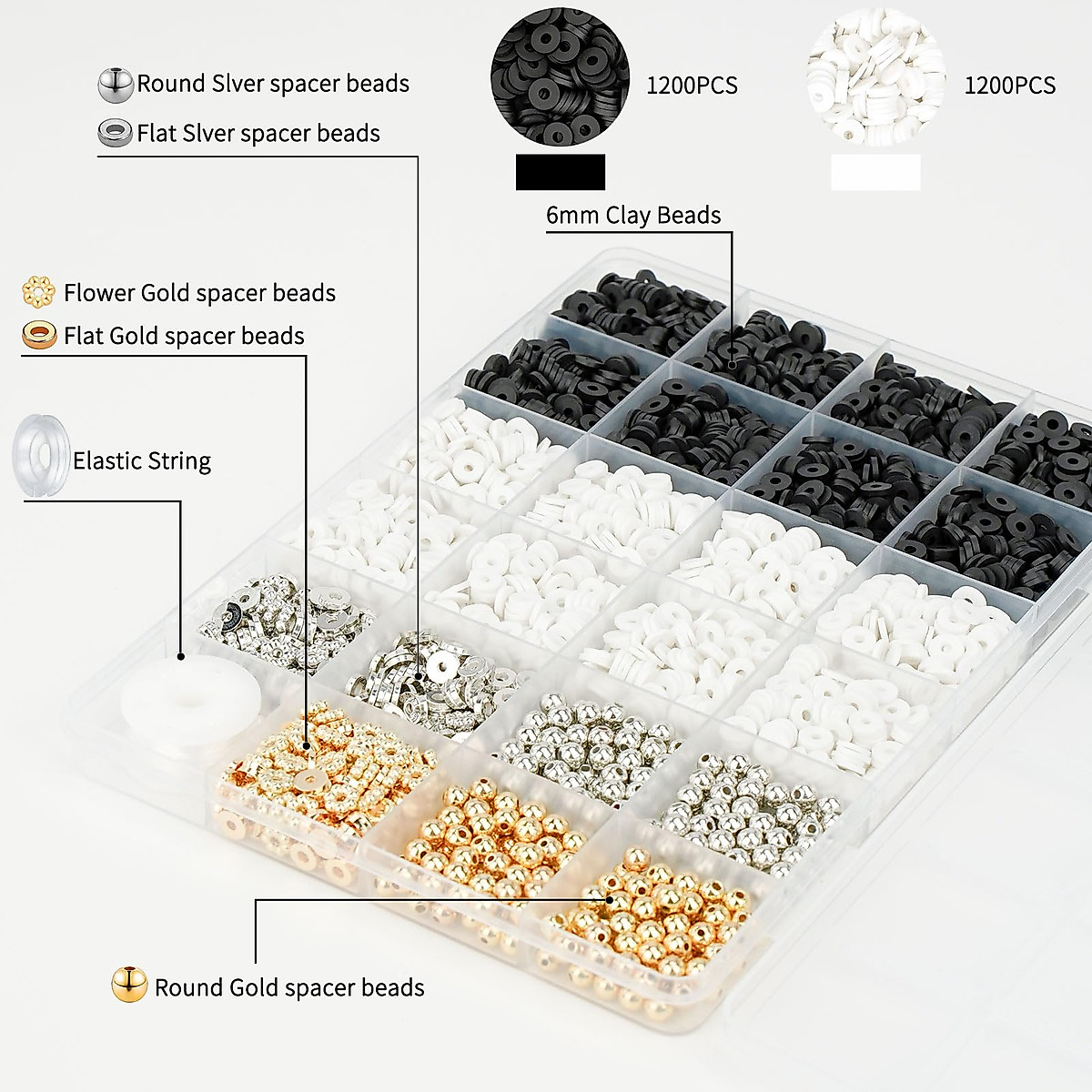 Gionlion 3000 Pcs Clay Beads Bracelets for Women, Bracelet Making kit Golden Beads for Jewelry Making, Charms Bracelet Kit DIY Arts and Crafts Birthday Gifts Preppy