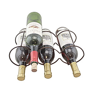 Dependable Industries inc. Essentials Steel Wine Holder Table Top Countertop Stackable Free Standing Vertical Holder Organizer Modern 5 Bottle (Bronze)