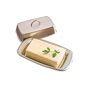 Jiallo Stainless Steel Butter Dish with Handle Cover