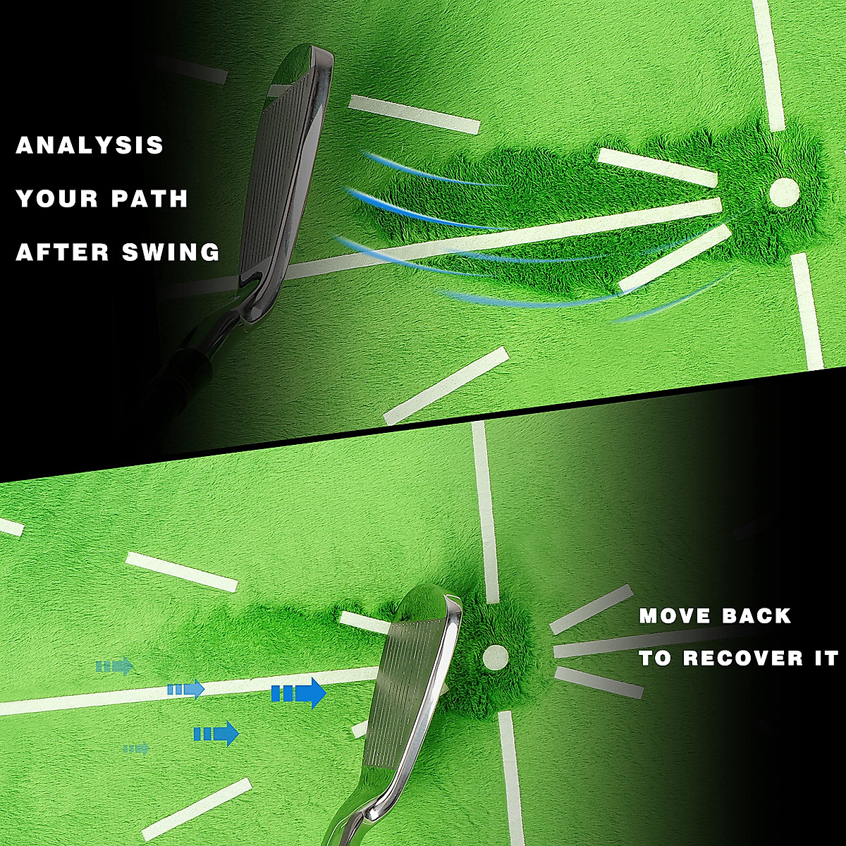 CHAMPKEY Premium Impact Golf Mat 1.0 Edition | Path Feedback Golf Practice Mat | Advanced Guides and Rubber Backing Golf Hitting Mat（13" x 17"）