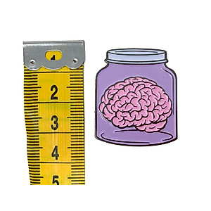BRAIN IN A JAR PIN - Novelty Funny Brain in a Mason Jar, Cute Enamel Lapel PIN, LAVENDER - 3 cm x 2.7 cm