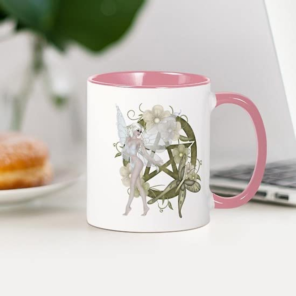 CafePress Beautiful Fairy With Pentacle Mug Ceramic Coffee Mug, Tea Cup 11 oz