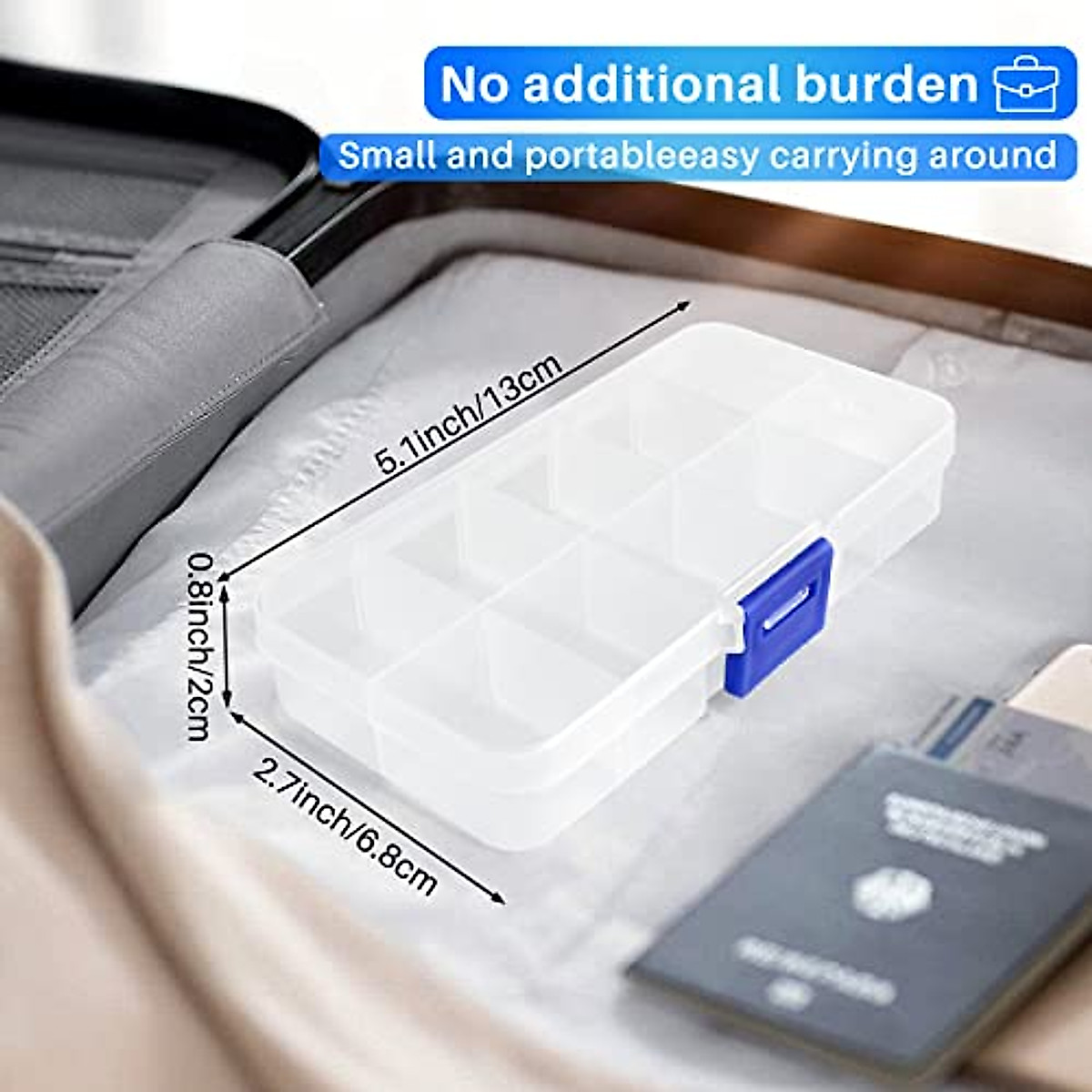 Fayrimi 1 to 10 Compartment Plastic Box Transparent for pin Jewelry Small Accessories