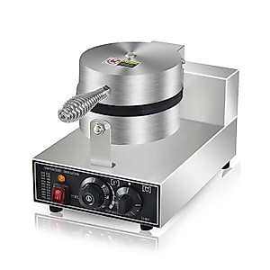 Commercial Waffle Maker, 1300w Round Waffle Baker Machine, Non-Stick Stainless Steel Belgian Waffle Iron with Temperature and Time Control, for Restaurant Bakery Snack Bar Family