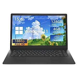 Laptop 15.6 Inch 4GB DDR 128G Memory, Windows 11 Laptop Computer with Intel N4020 up to 2.8 GHz, HD IPS Display, Thin & Light Notebook PC, USB3.0, Mini HDMI, 10000mAh Battery, WPS Built-in