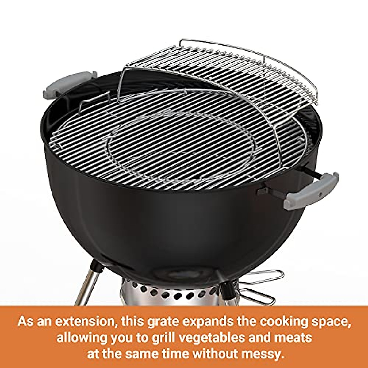 only fire Stainless Steel Warming Cooking Rack Fits for Charcoal Kettle Grills Like Weber,Char-Broil and Ceramic Grills Like Large Big Green Egg,Kamado Joe Classic,Pit Boss K22,Louisiana K22,17 3/4"