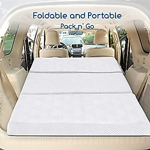 MyAnts Folding Mattress - 4 inch Portable Tri-fold Cooling-Gel Memory Foam Foldable Mattress Topper with Washable Soft Cover Non-Slip Bottom, Camping Mattress Floor Guest Bed, 75" x 39" Twin Size