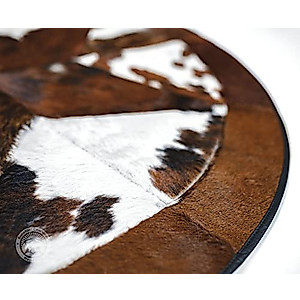 Genuine Round Cowhide Rug Rodeo Star Patchwork 40" Area Rug