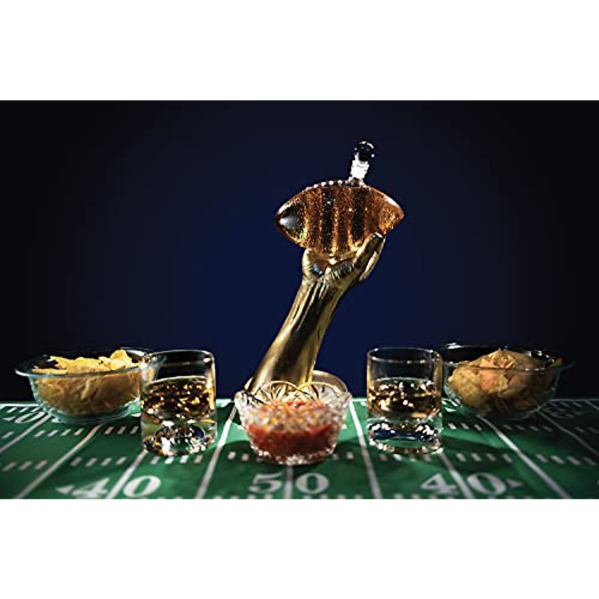 Football Decanter with 2 Football Whiskey & Wine Glasses - Perfect For Superbowl, Father's day Gift , Gift for Husband - Made for Liquor, Scotch, Whiskey and Bourbon 750ml, Rugby Gifts