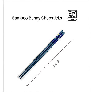 JapanBargain 3644, Bamboo Chopsticks Reusable Japanese Chinese Korean Chopsticks Set Wood Chop Sticks Hair Sticks 5 Pair Gift Set Dishwasher Safe, 9 inch (1, Bunny/Color)