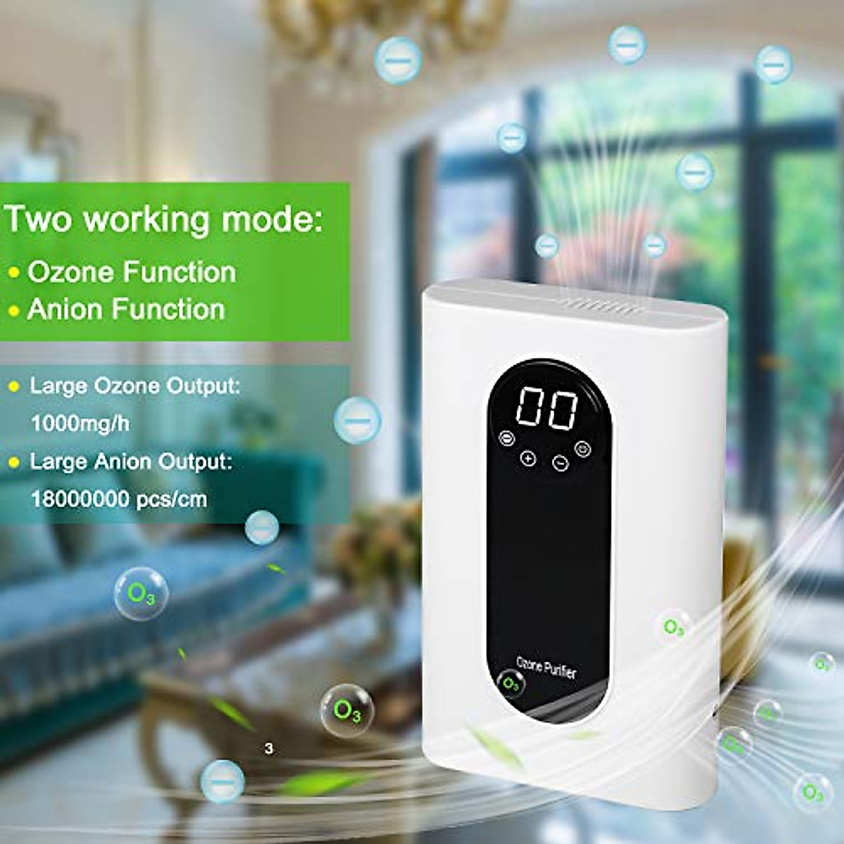 WSTA Portable Ozone Generator,1000mg/h Multipurpose Ozone Machine for Air,Water,Food,Home,Office,Hunting